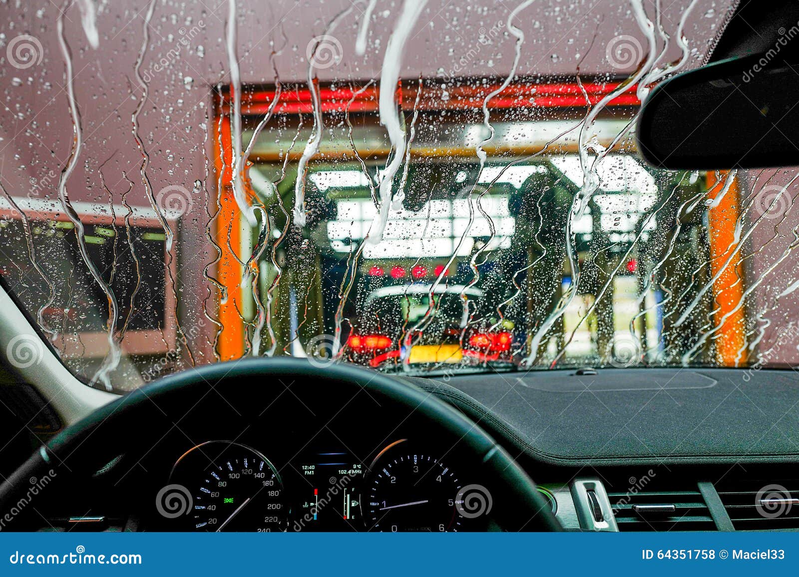 Car in carwash stock photo. Image of stream, surface - 64351758