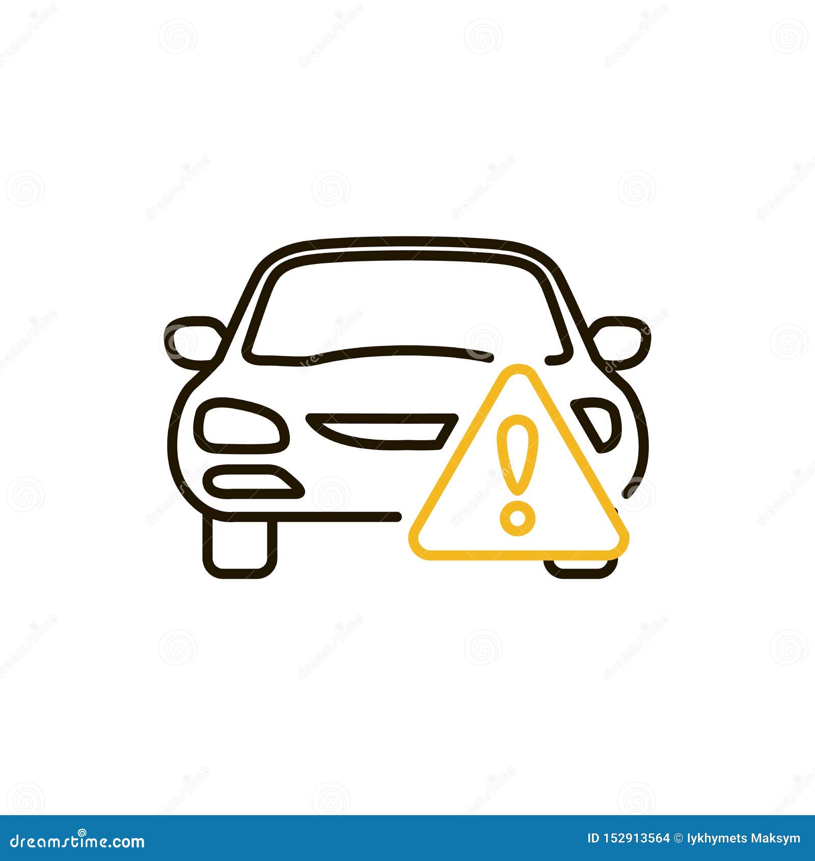 Car Caution, Isolated Icon on White Background, Auto Service, Car ...