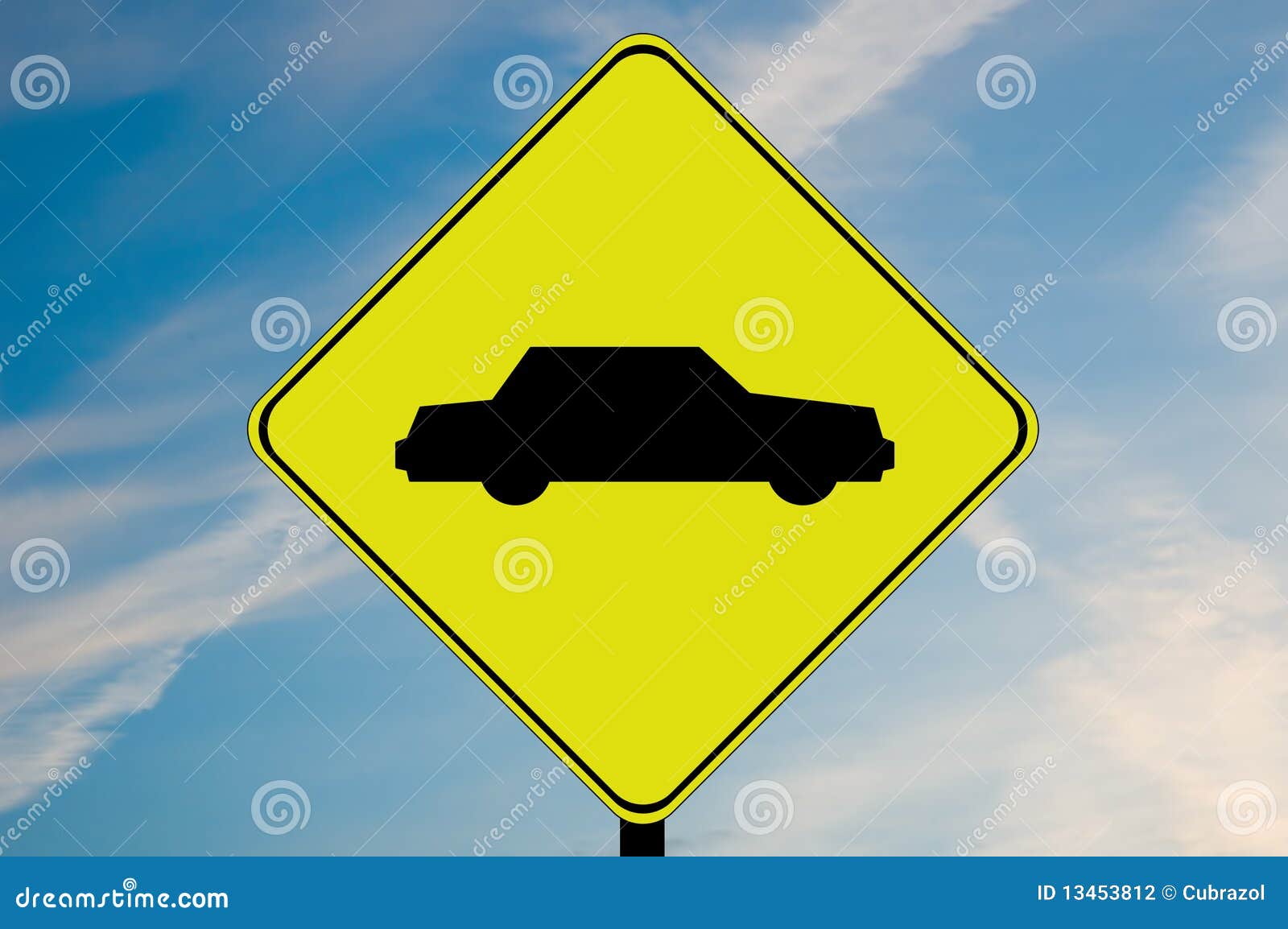 Car caution sign stock illustration. Illustration of signage - 13453812