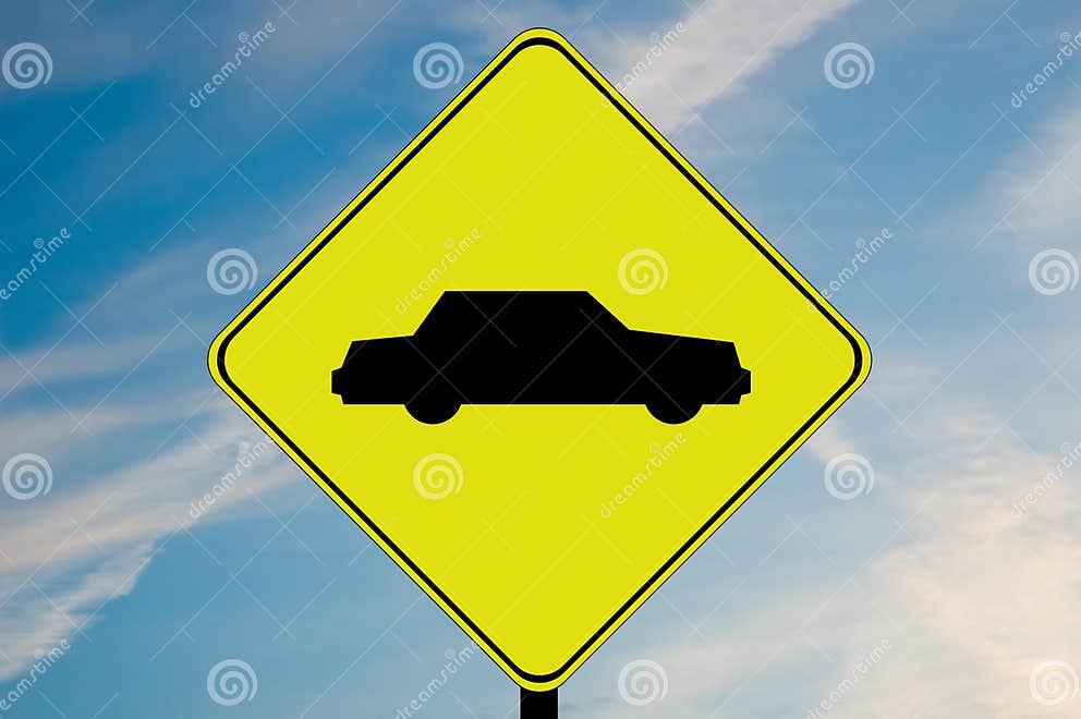 Car caution sign stock illustration. Illustration of signage - 13453812