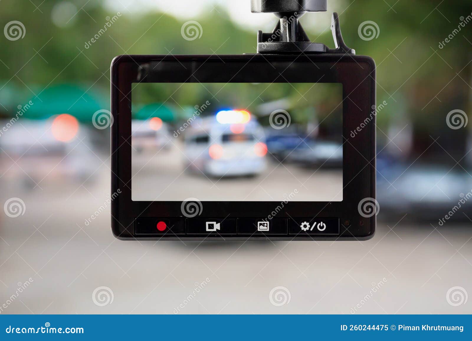 Car CCTV Camera Video Recorder with Ambulance Car on the Road Stock ...