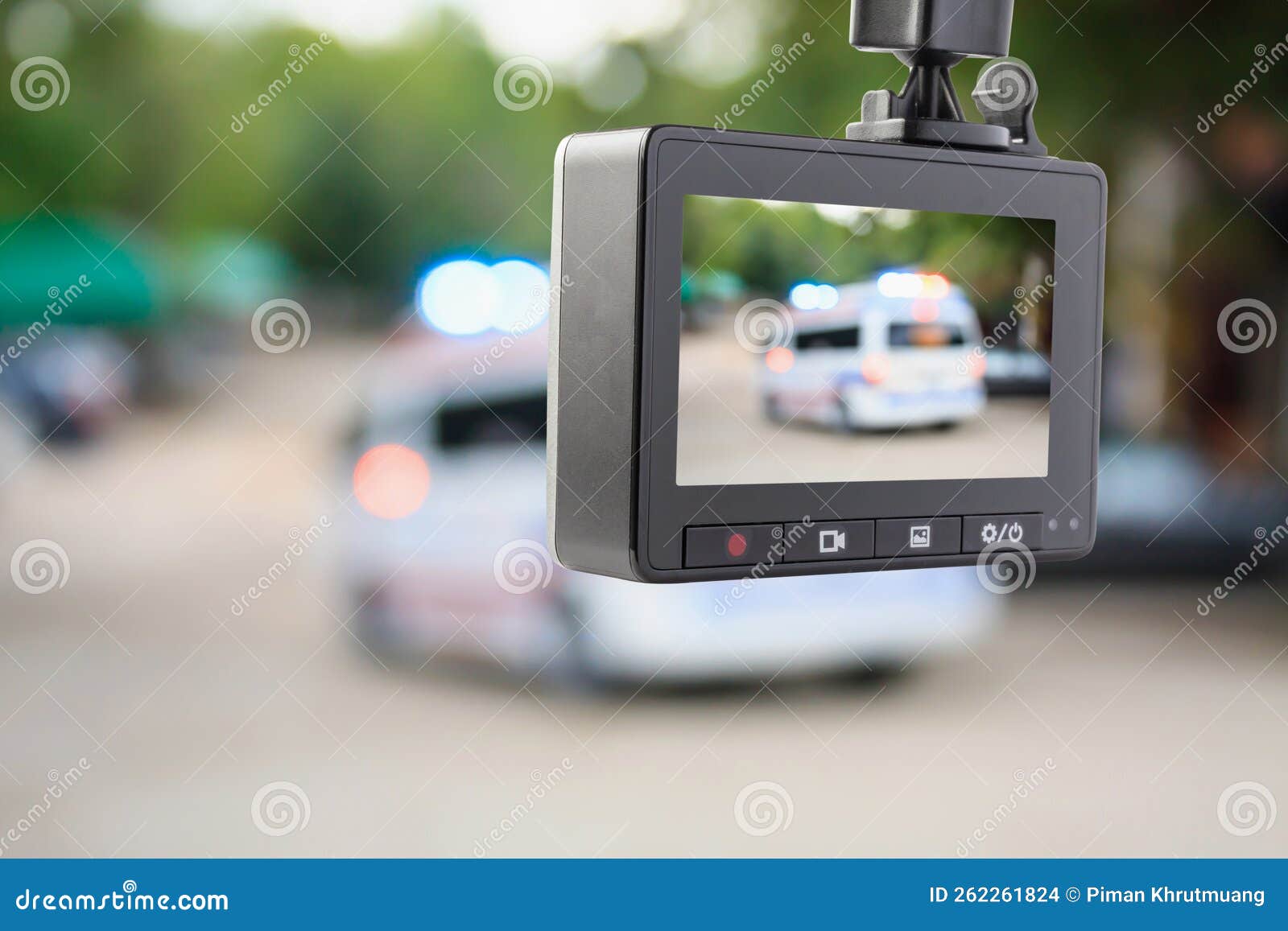 Car CCTV Camera Video Recorder with Ambulance Car on the Road Stock ...
