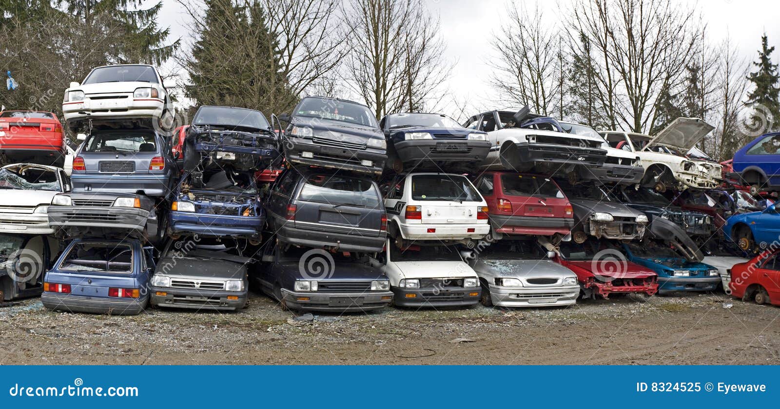 Wrecked cars stock image. Image of lots, wrecker, outdoors - 8324525