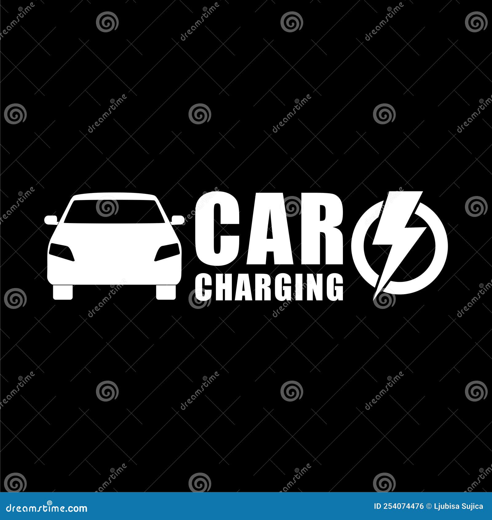 Car Charging Logo Isolated On Dark Background Vector Illustration ...