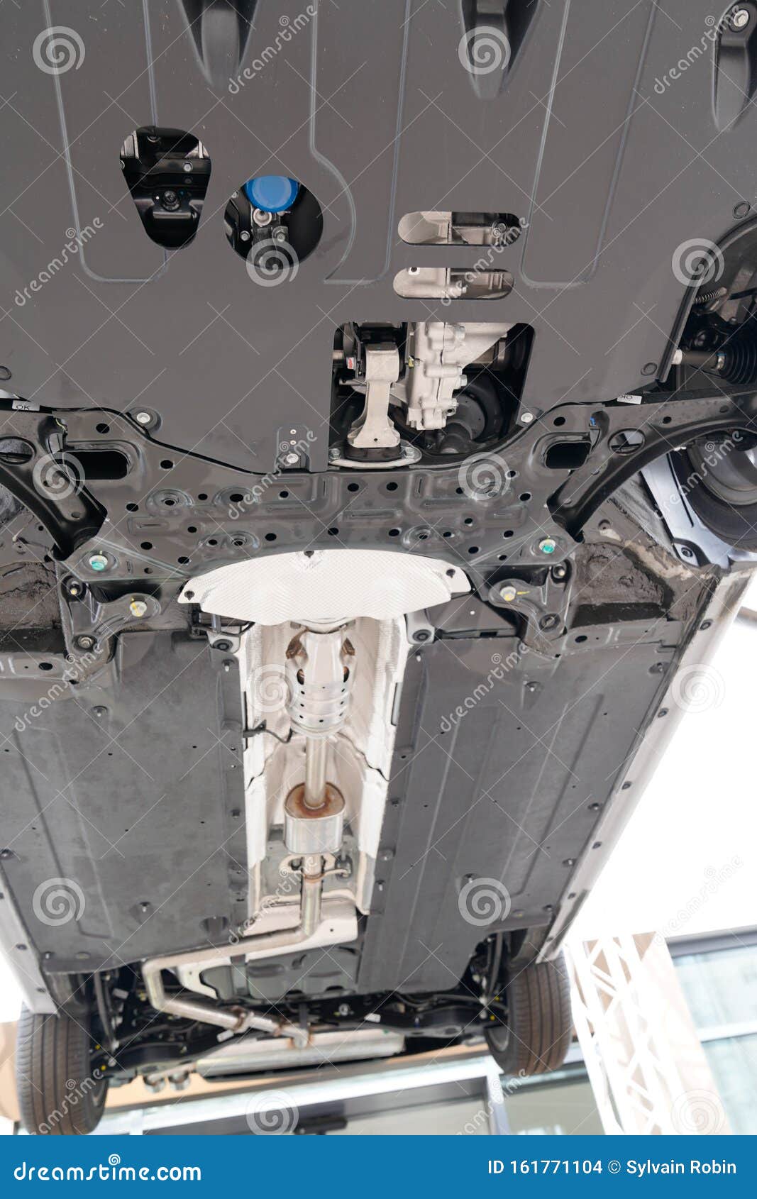 Car Chassis Down Automobile View in Station Stock Photo - Image of ...