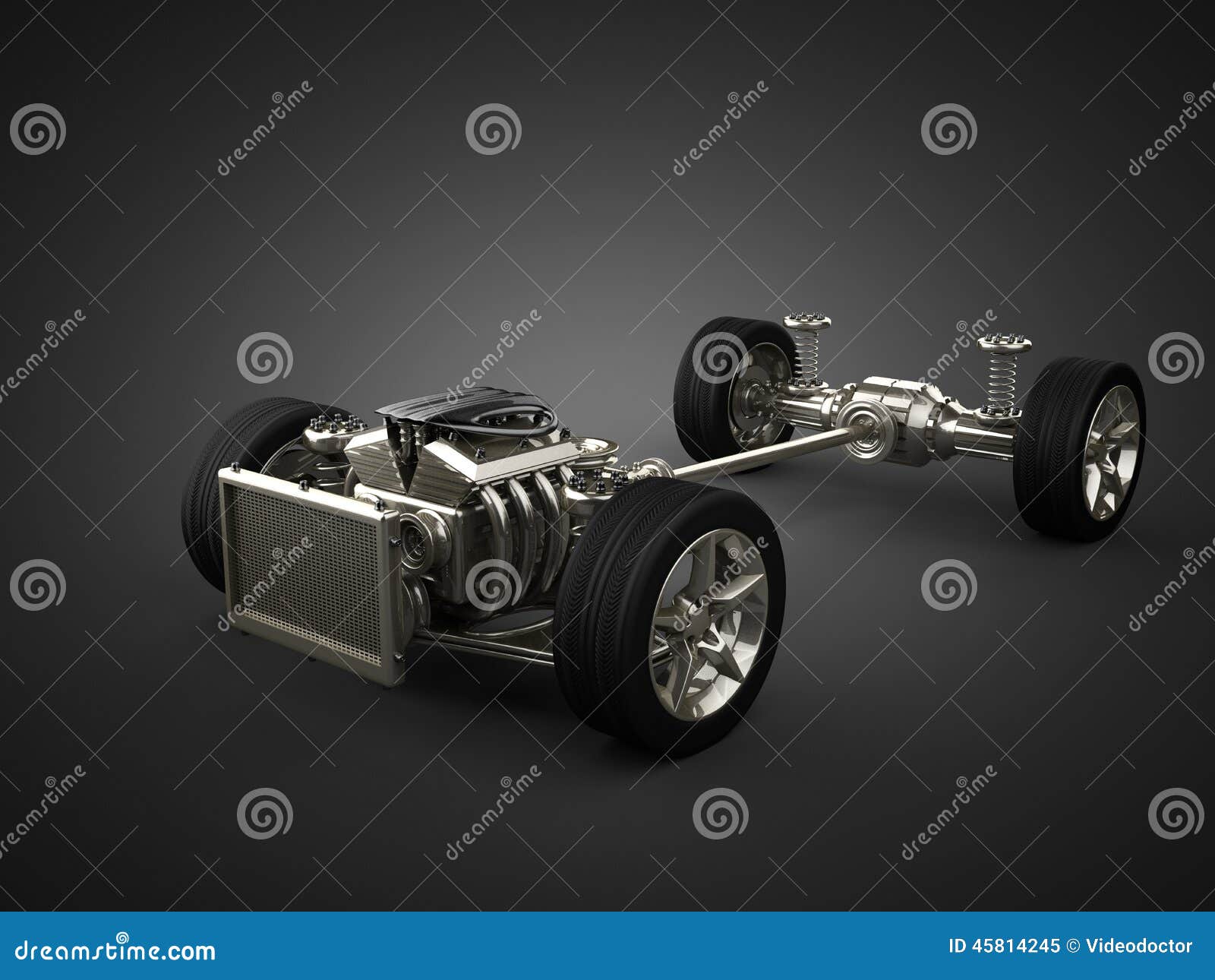 Car chassis with engine stock illustration. Illustration of industry ...