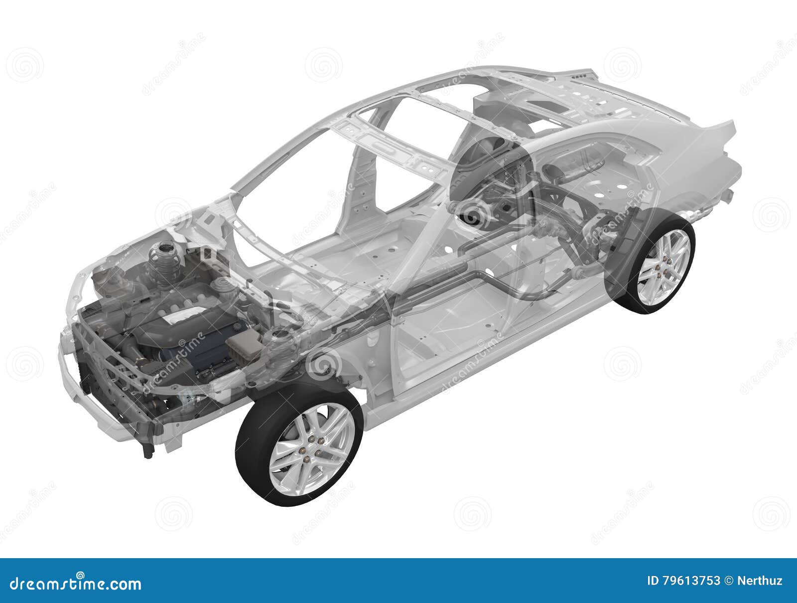 Car Chassis with Engine stock image. Image of body, assembly - 79613753