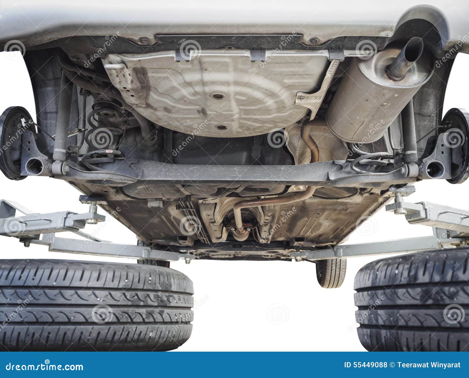 Car Chassis with Engine Underbody Isolated Stock Photo - Image of body ...