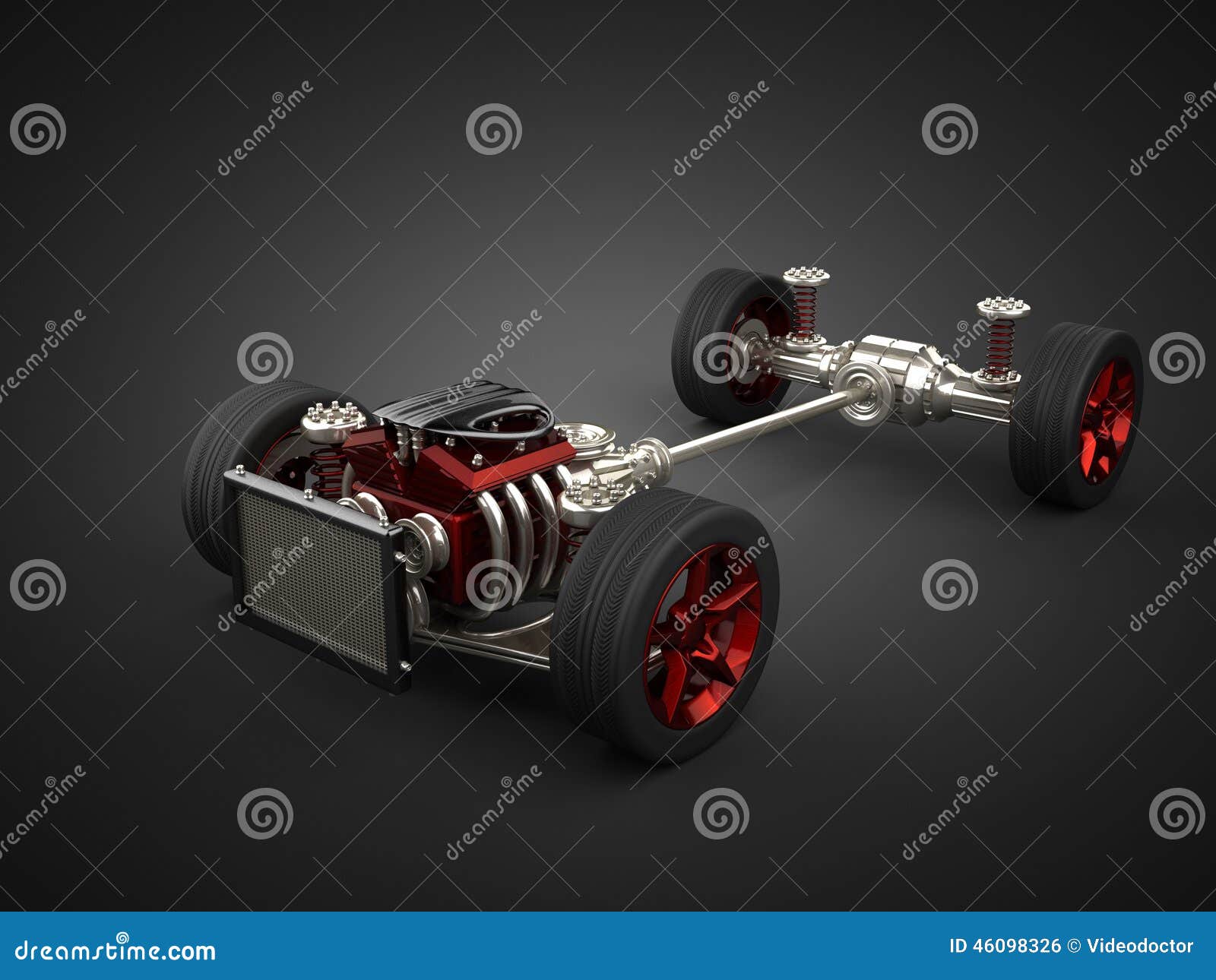 Car Chassis With Engine And Wheels Stock Photography | CartoonDealer ...