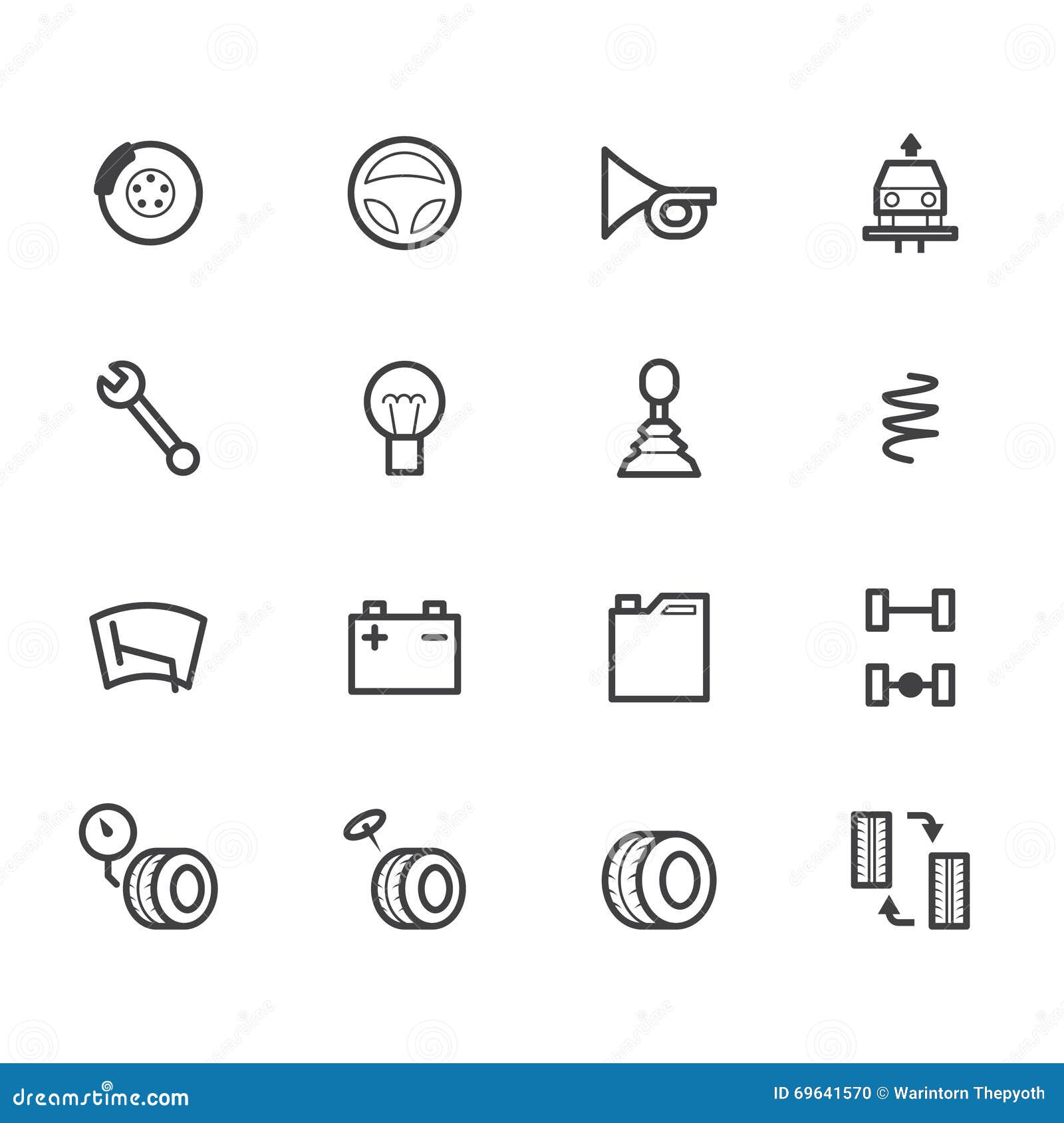 Car Check Black Icon Set on White Background Stock Illustration ...