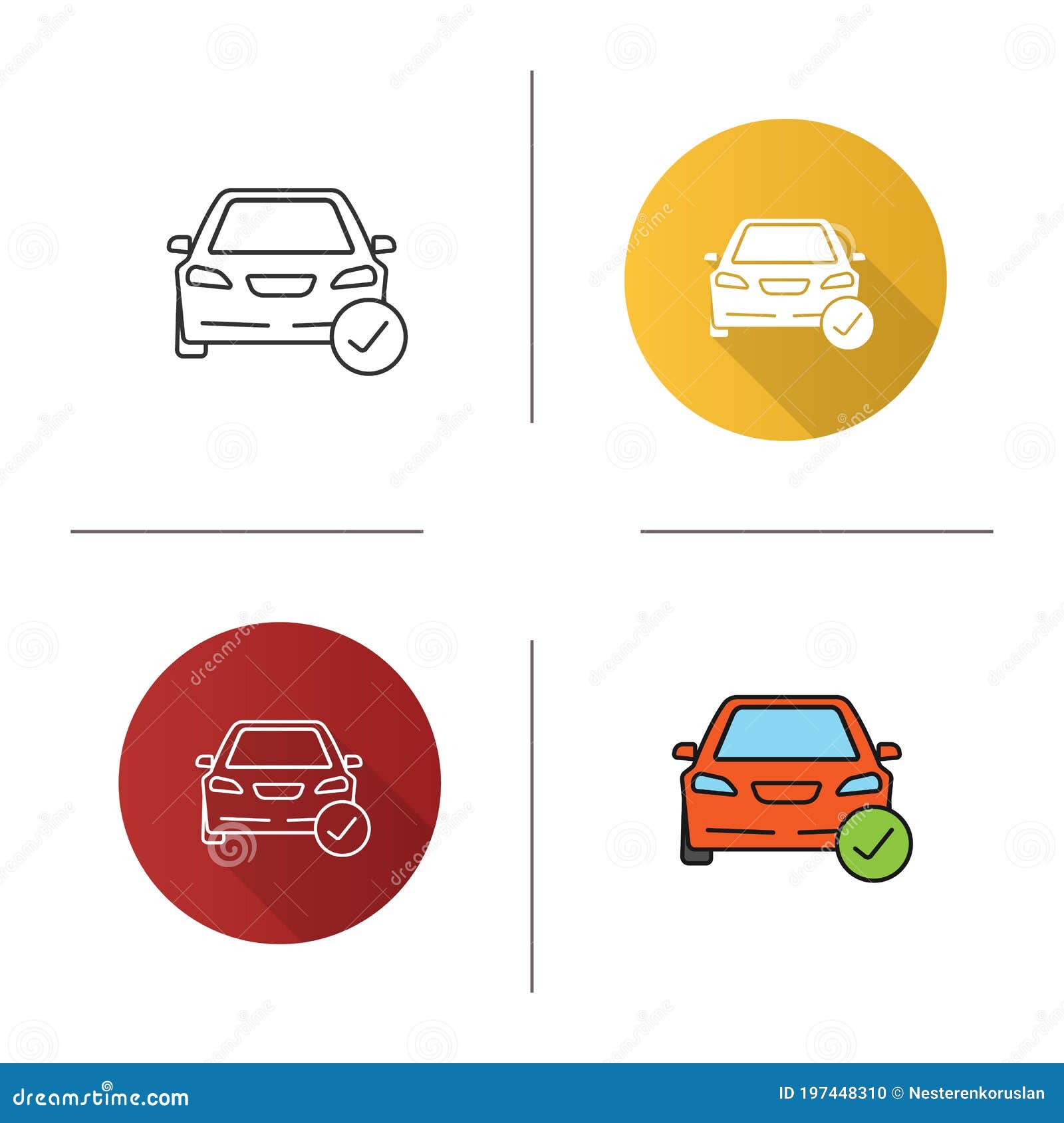 Car with check mark icon stock vector. Illustration of check - 197448310