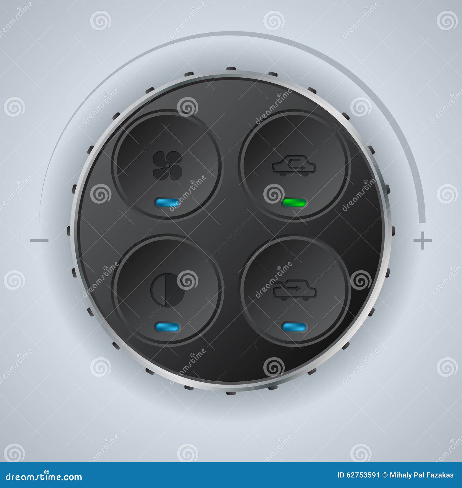 Car Clima Control with Cool Circle Knobs Stock Vector - Illustration of ...