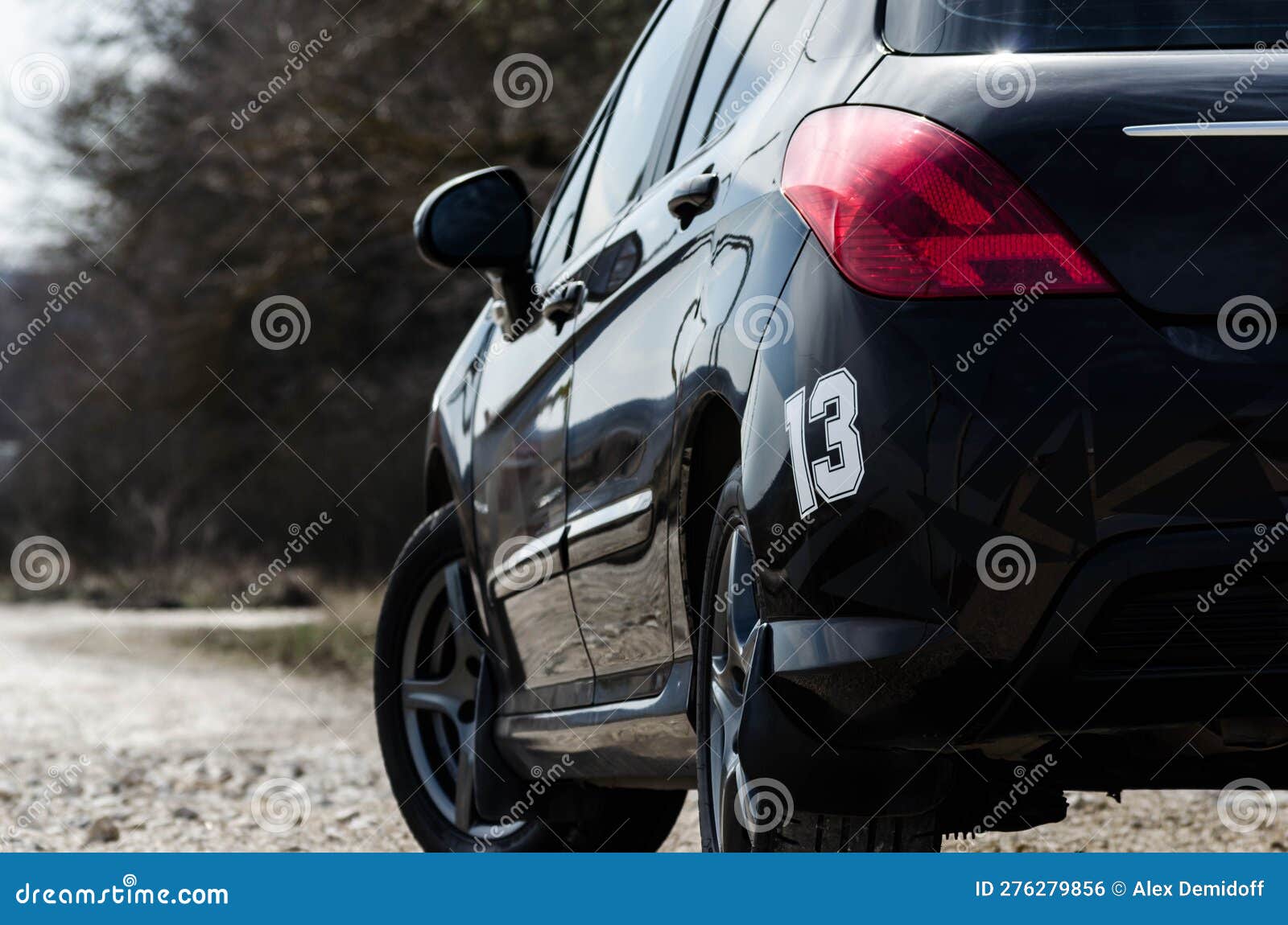 Car Close-up from Behind. with the Number 13 on the Bumper Stock Photo ...