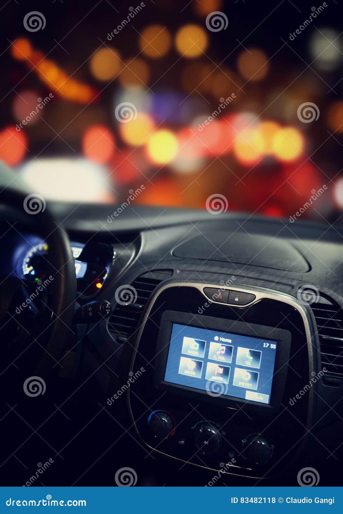 Car Cockpit with Gps and Connection Screen Stock Photo - Image of ...