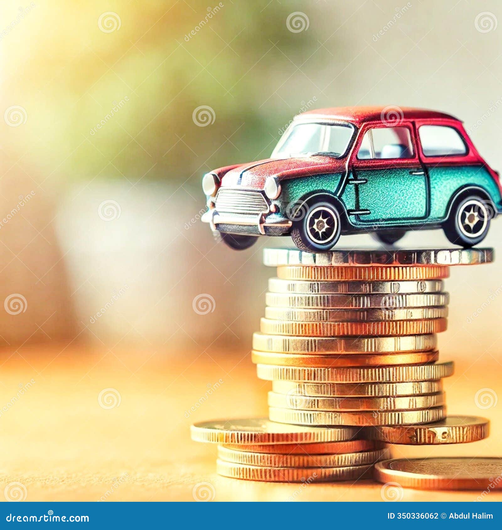 Car on coins stock photo. Image of growth, economic - 350336062