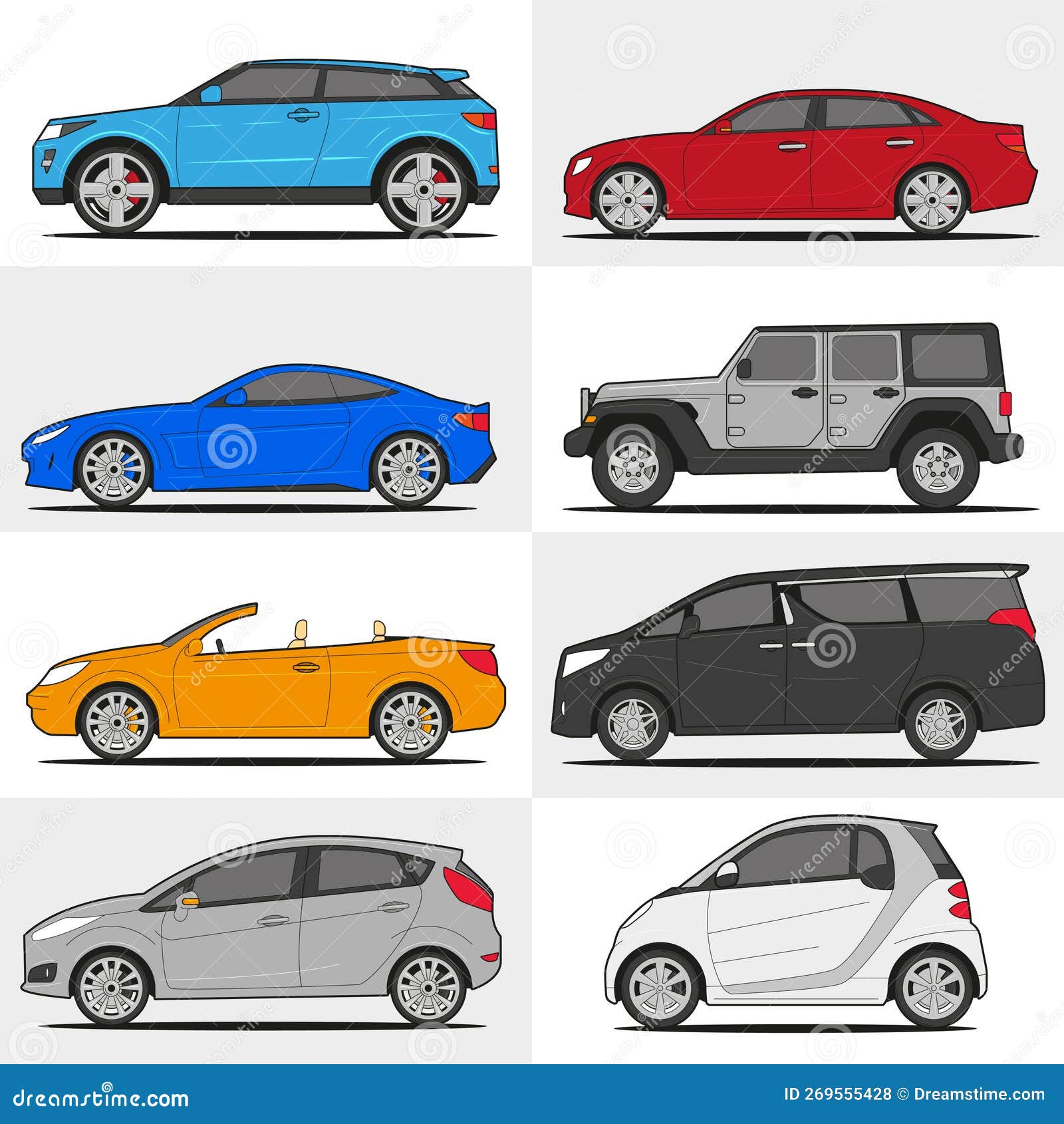 Kind of Cars Illustration Vector Stock Vector - Illustration of sedan ...
