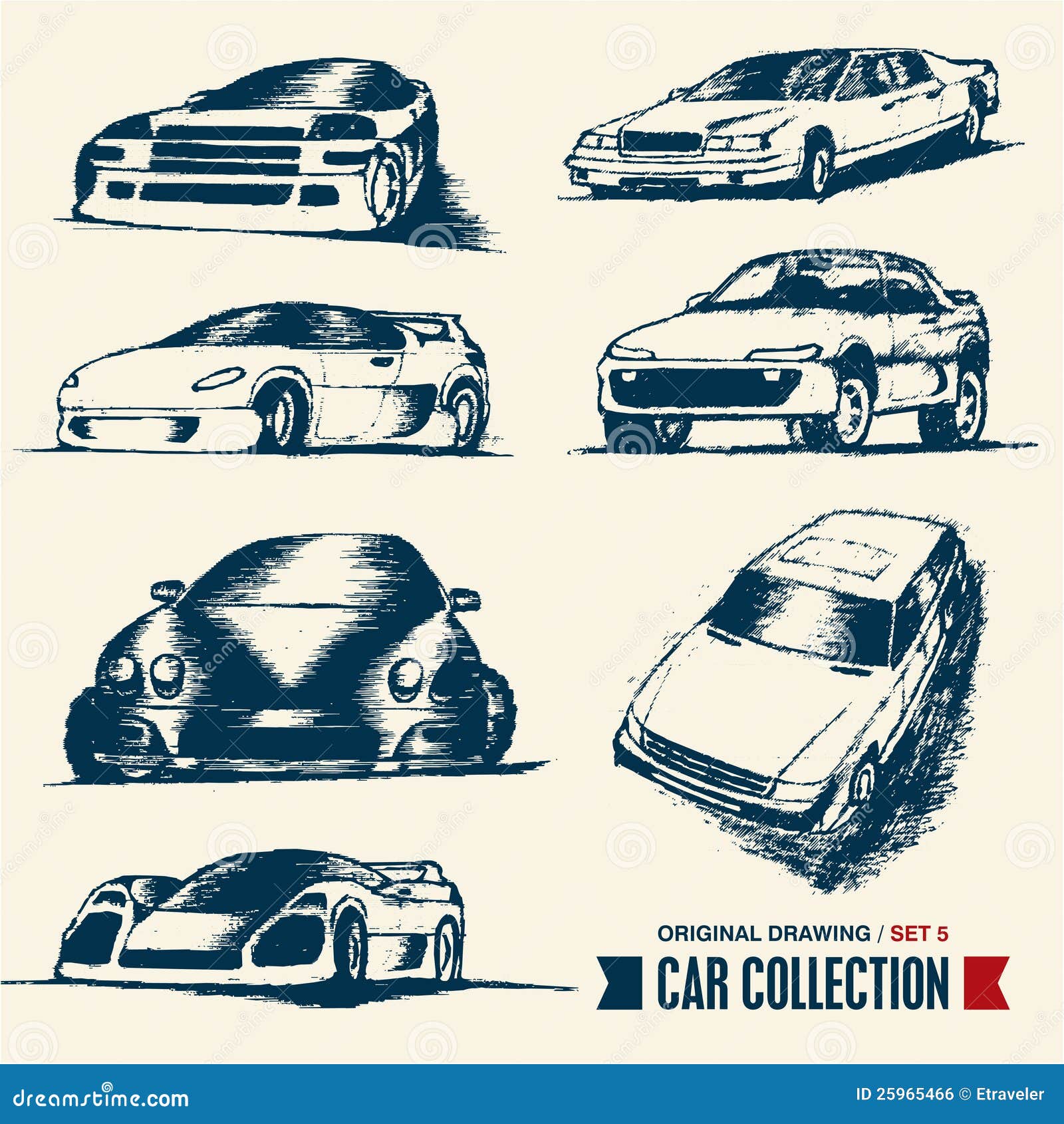 Car Collection. Drawing Set 5. Stock Vector - Illustration of retro ...