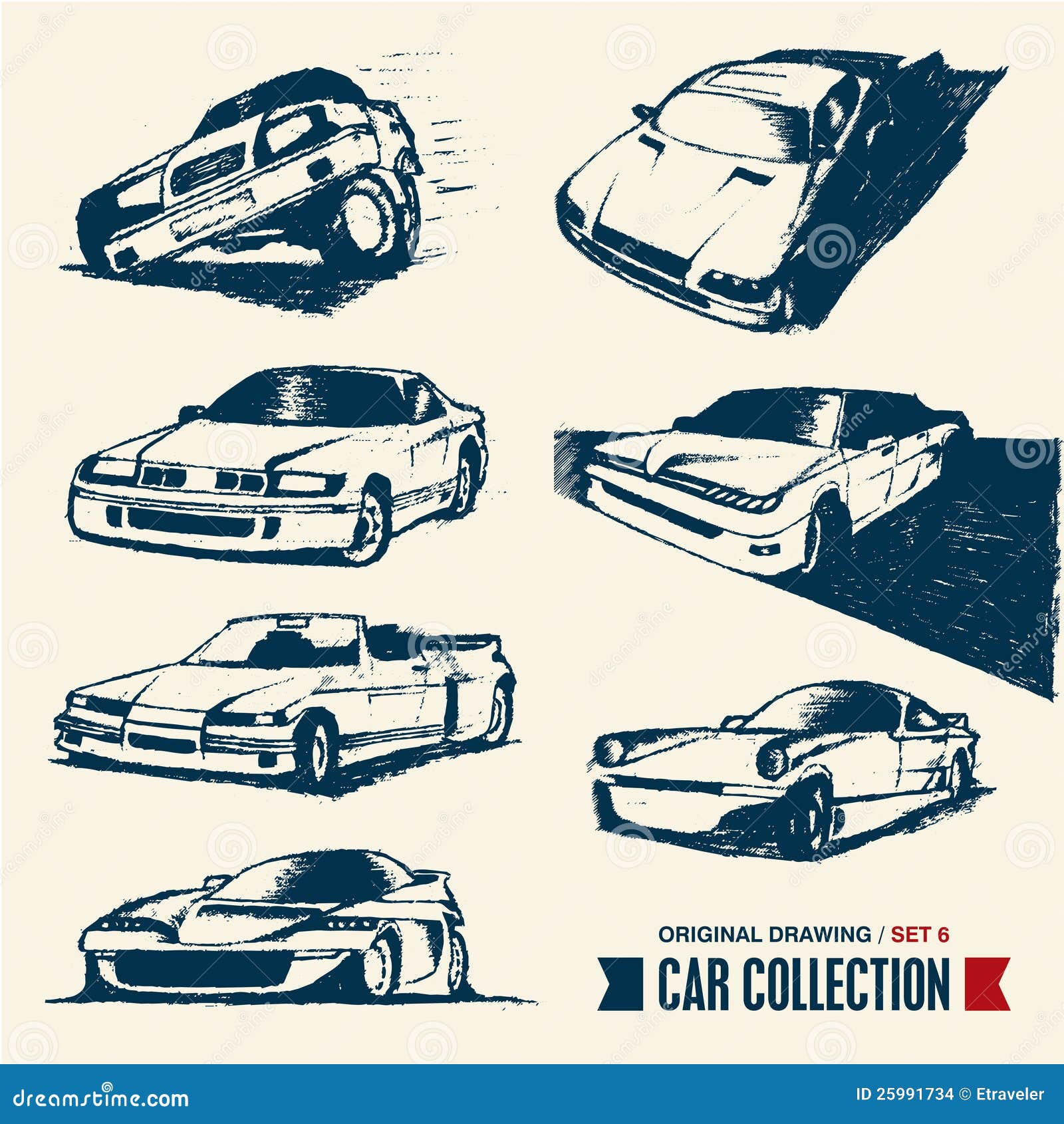 Car Collection. Drawing Set 6. Stock Vector - Illustration of shop ...