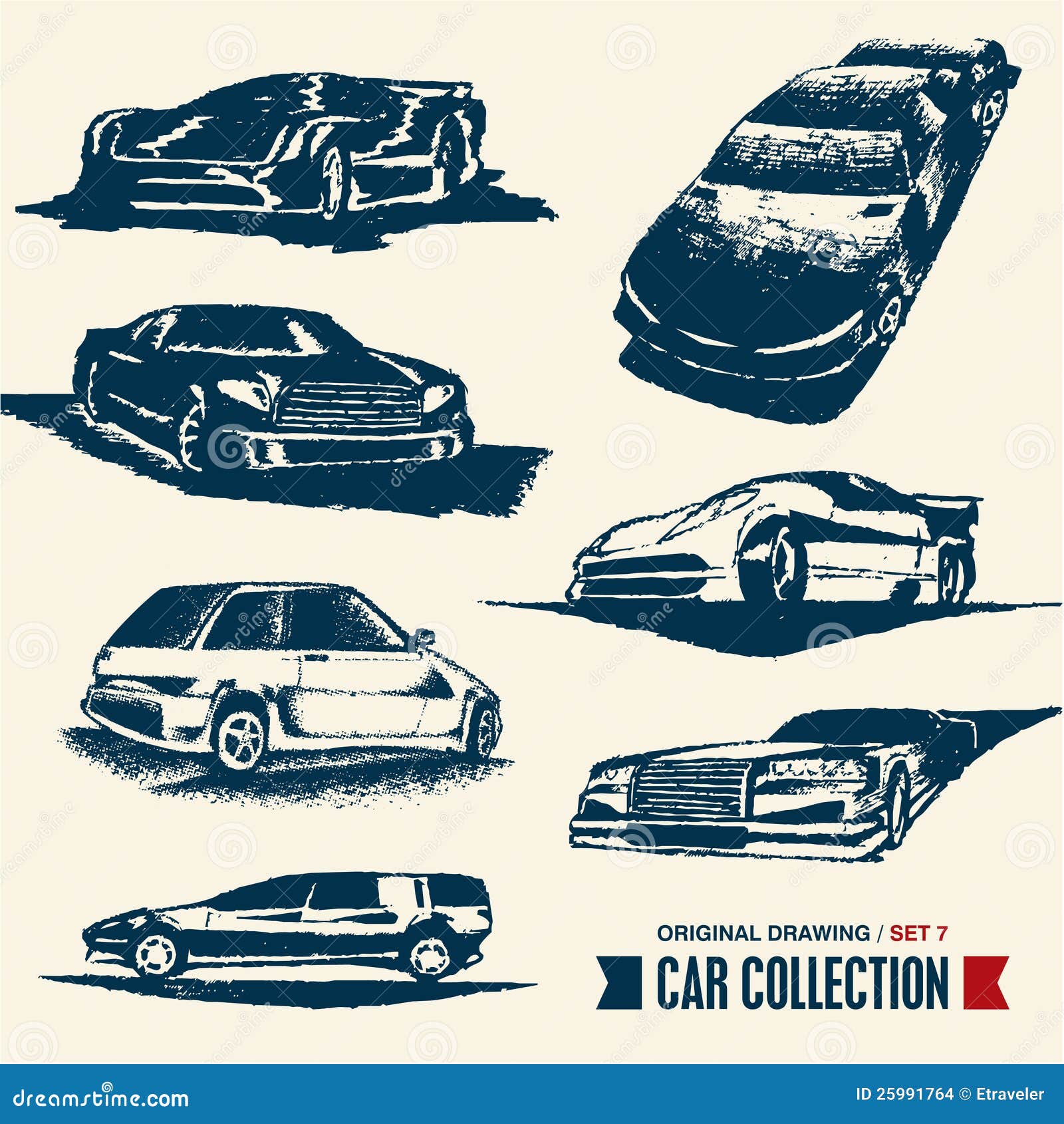 Car Collection. Drawing Set 7. Stock Vector - Illustration of drawn ...