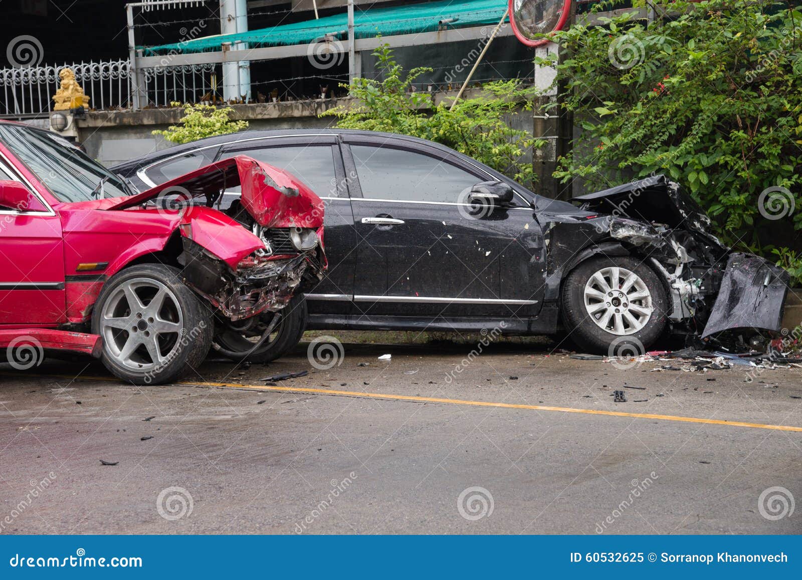 Car Collision Accident Crash Barrier Fence Stock Image - Image of ...