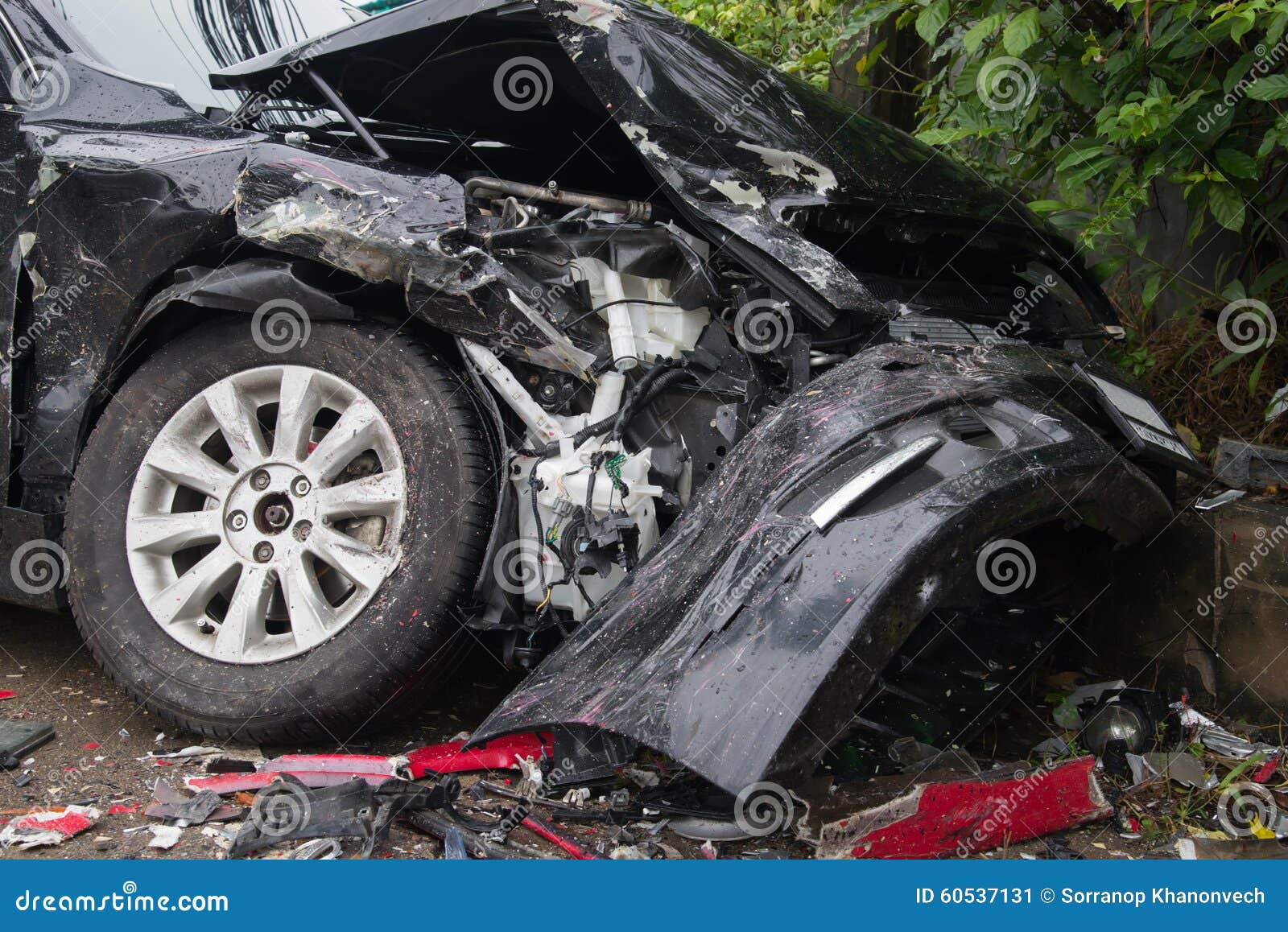 Car Collision Accident Crash Barrier Fence Stock Image - Image of ...