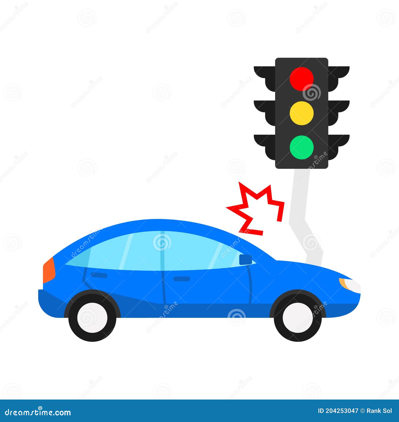 Car Collision with Traffic Signals Isolated Vector Icon that Can Be ...