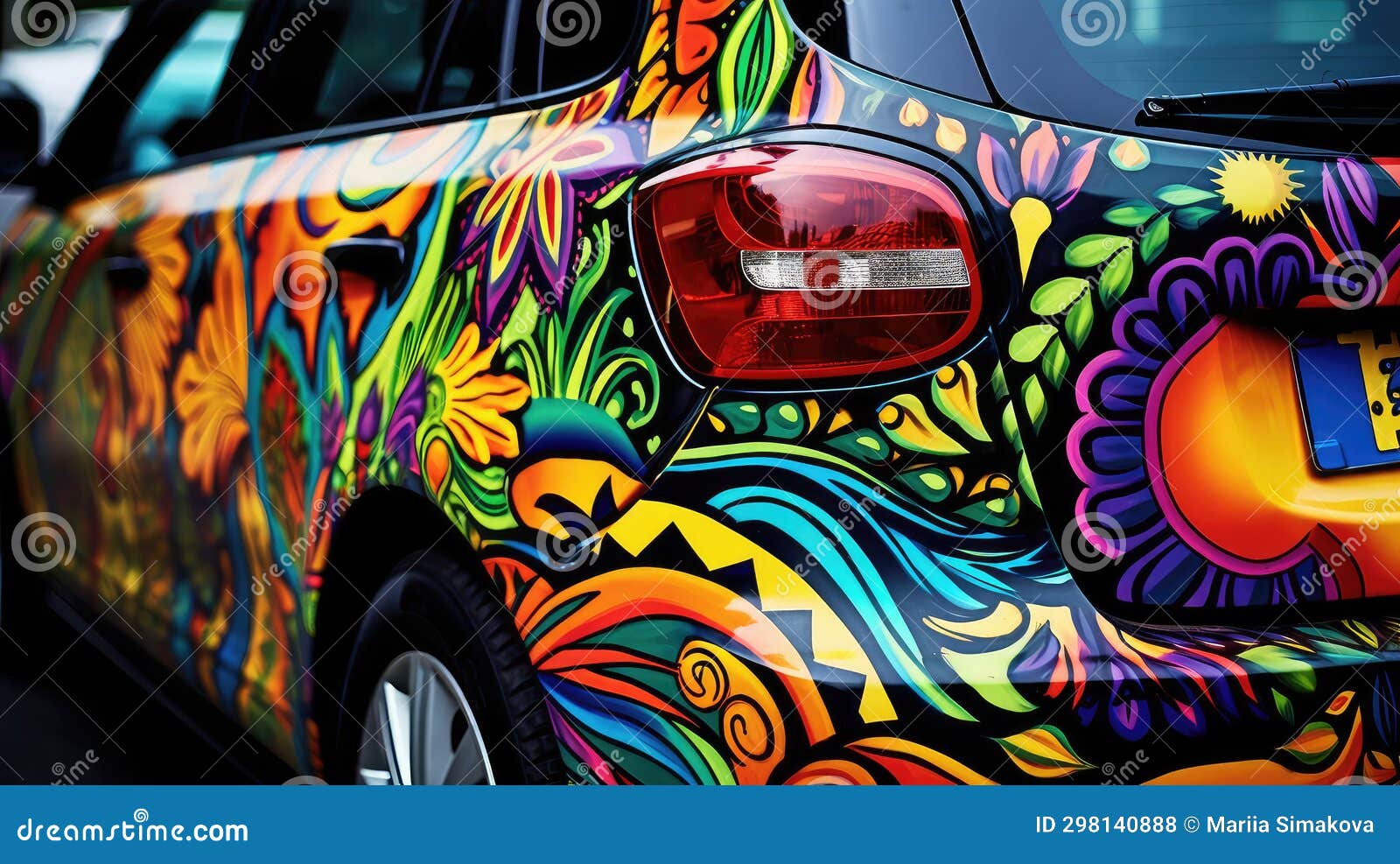 Colorful Cow Car Decal: Intense Shading, Neo-pop Iconography, Moody ...