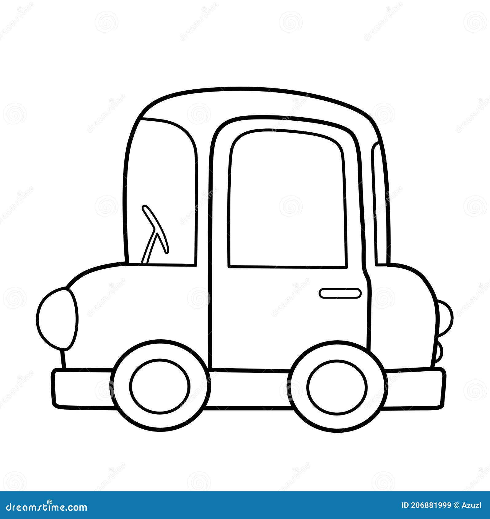 Car Coloring Book with Thick Contours for Kids on a White Stock Vector ...