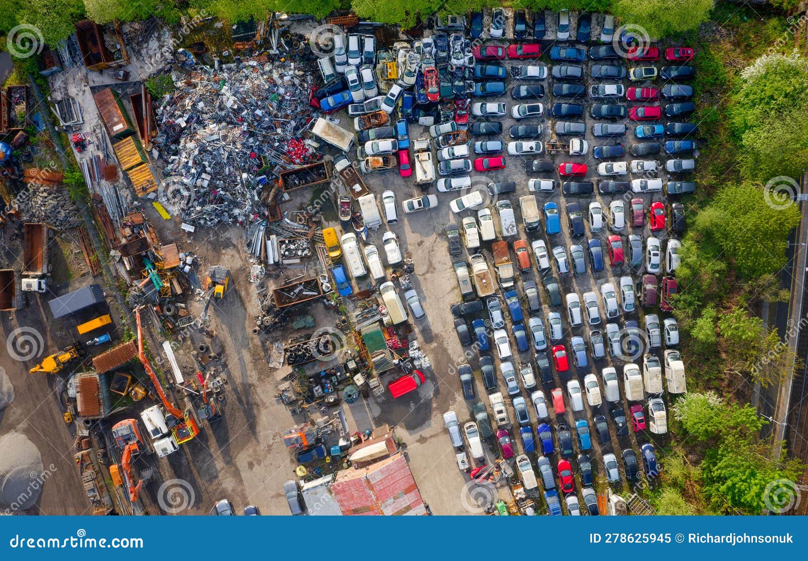 Car Compound for Scrap Metal Recycling Viewed from Above Stock Image ...