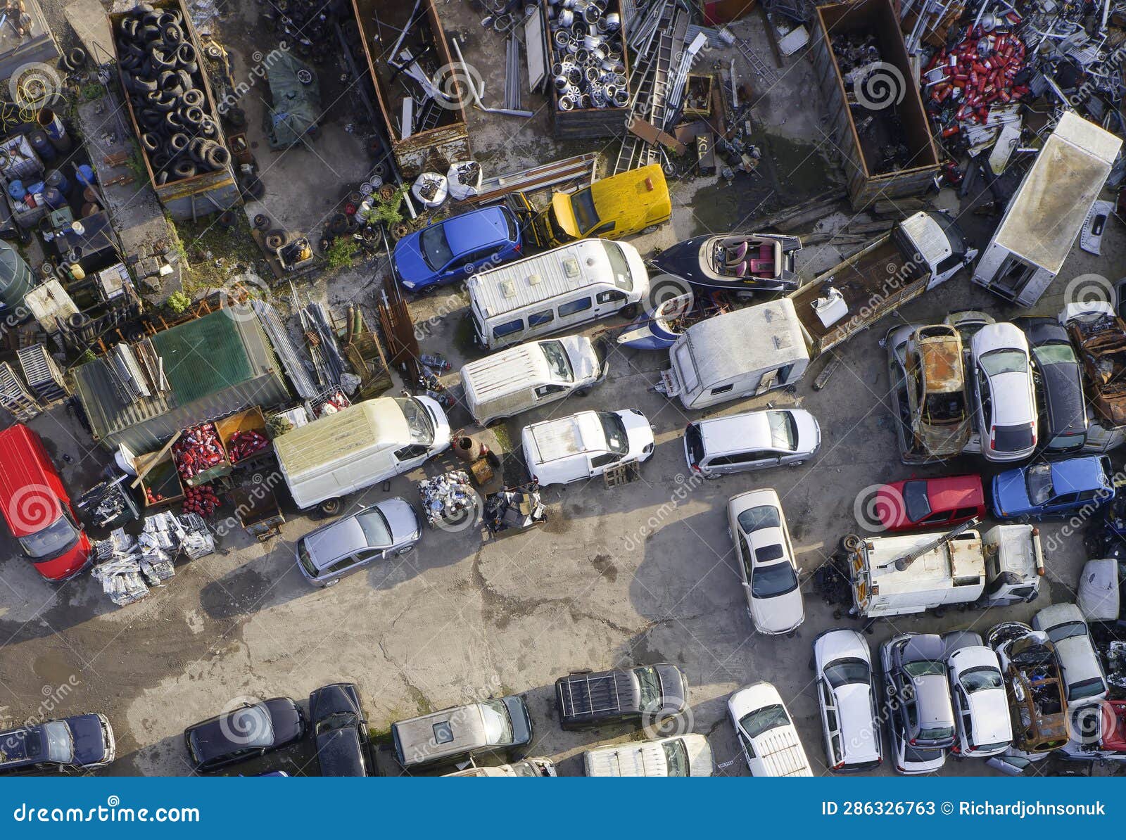 Car Compound for Scrap Metal Recycling Viewed from Above Stock Image ...