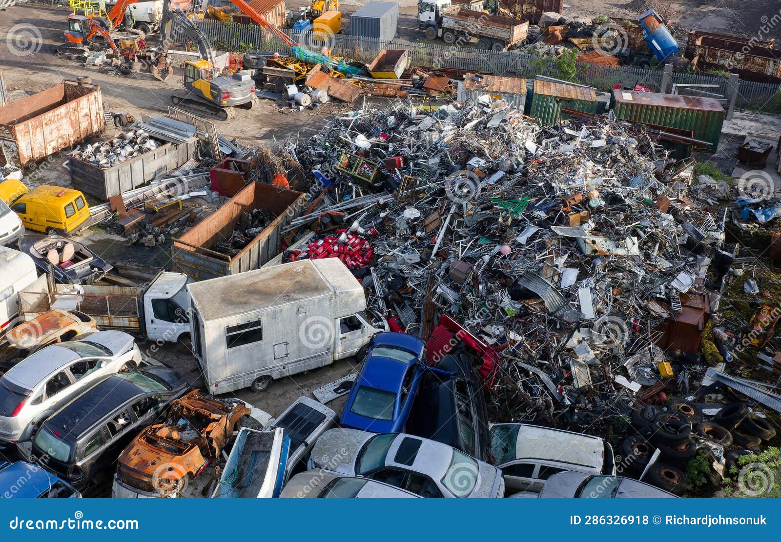 Car Compound for Scrap Metal Recycling Viewed from Above Stock Photo ...