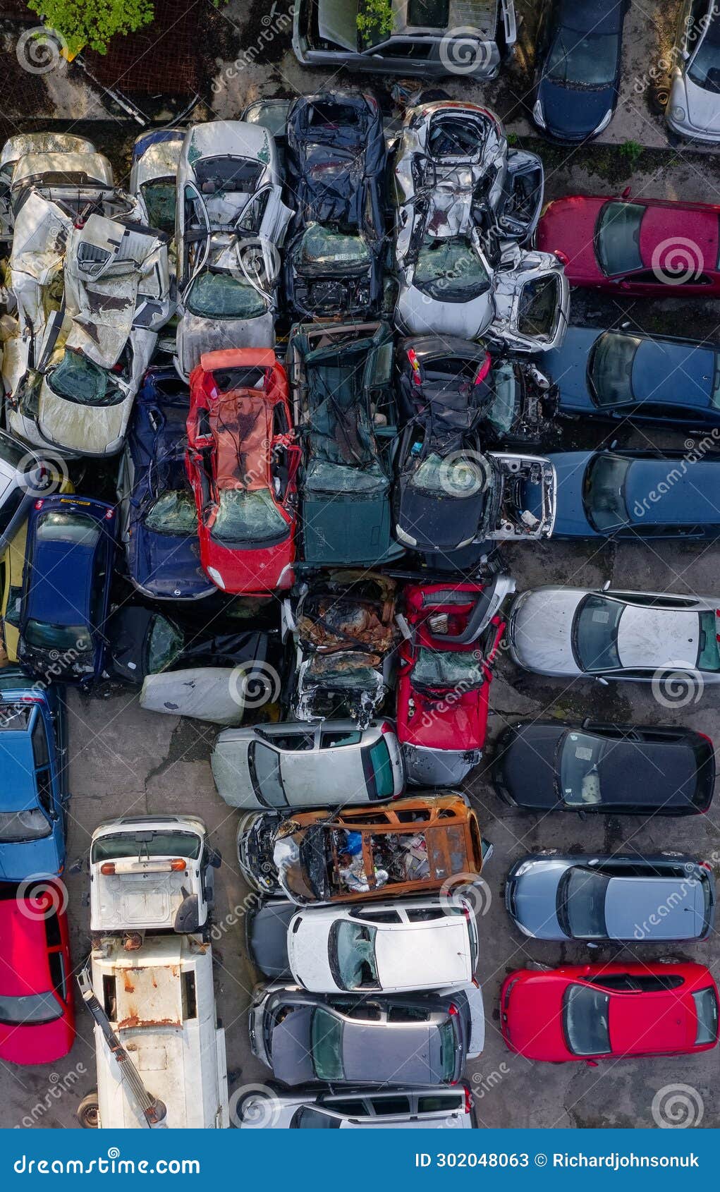 Car Compound for Scrap Metal Recycling Viewed from Above Stock Image ...