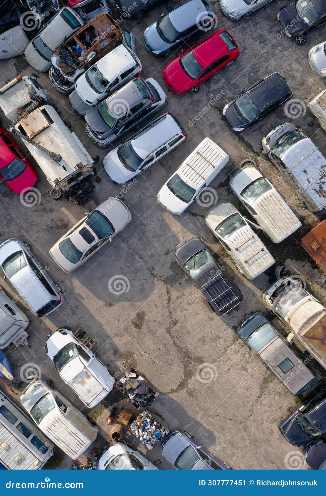 Car Compound for Scrap Metal Recycling Viewed from Above Stock Image ...
