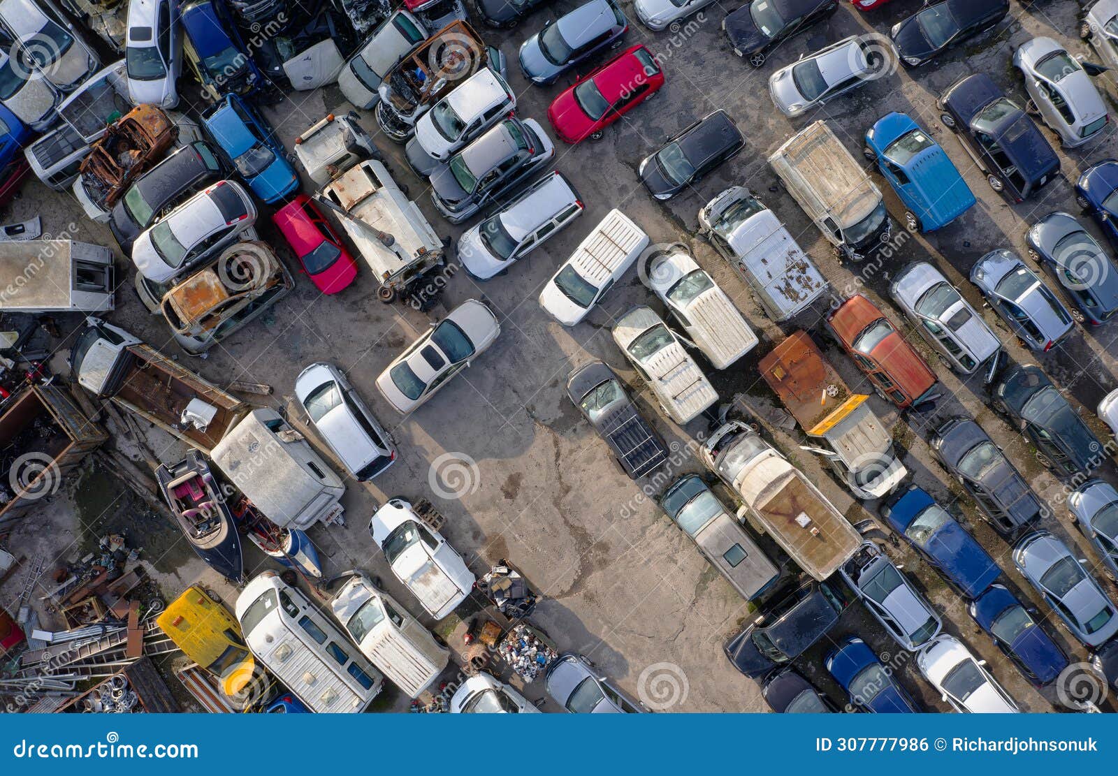 Car Compound for Scrap Metal Recycling Viewed from Above Stock Photo ...