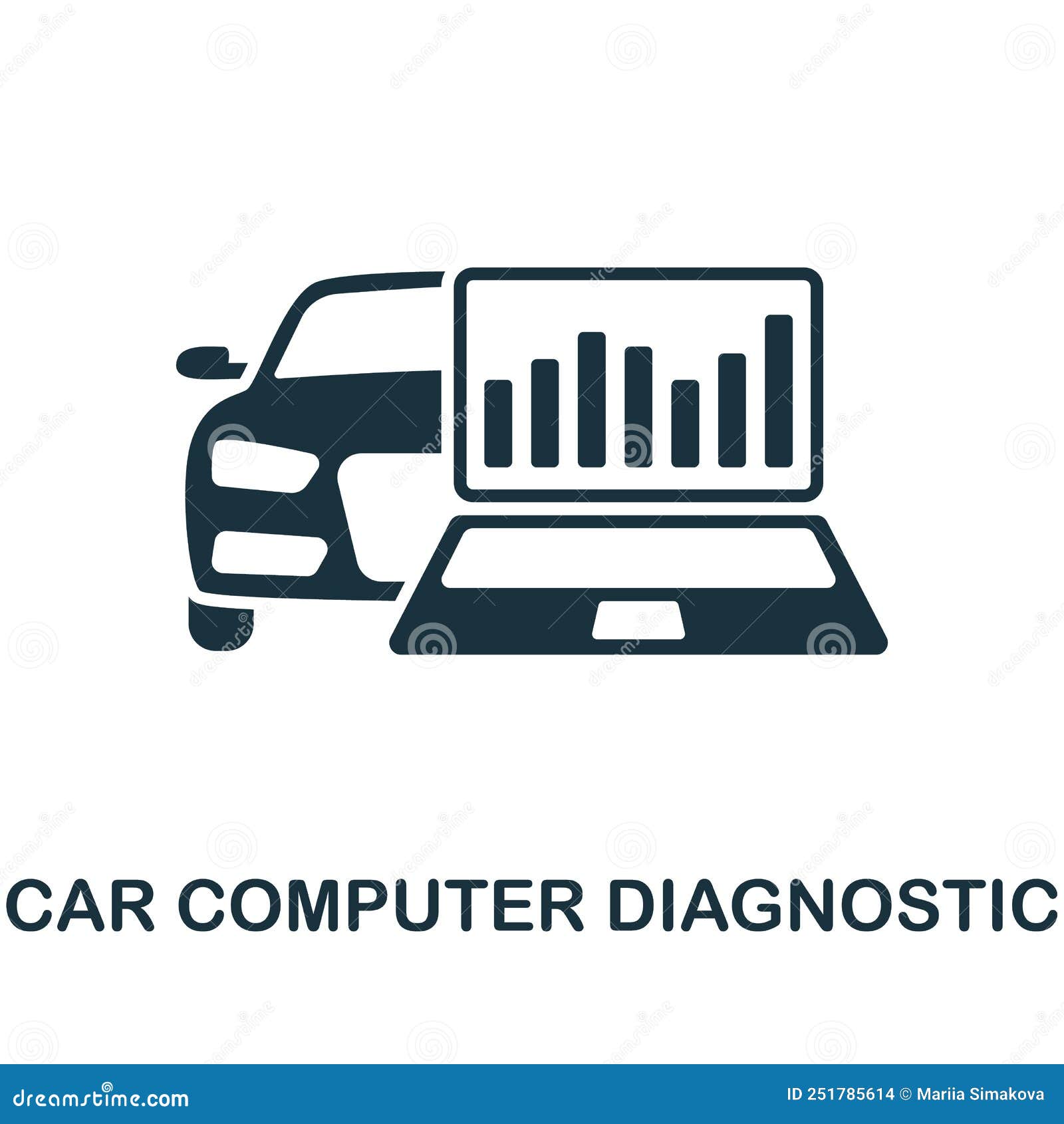 Car Computer Diagnostic Icon. Monochrome Simple Line Car Service Icon ...