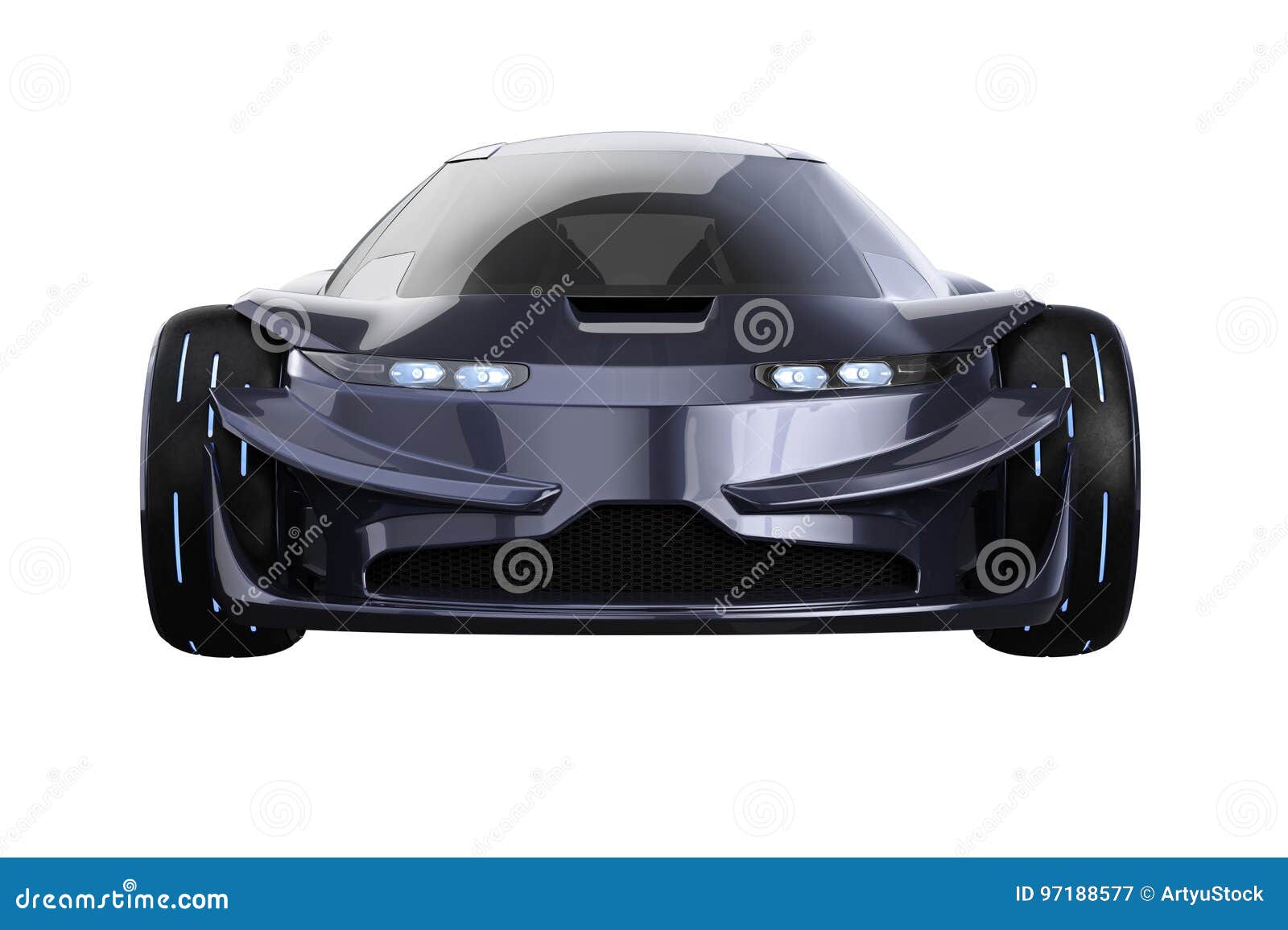 Car Concept Dark Modern Fast, Front View Stock Illustration ...