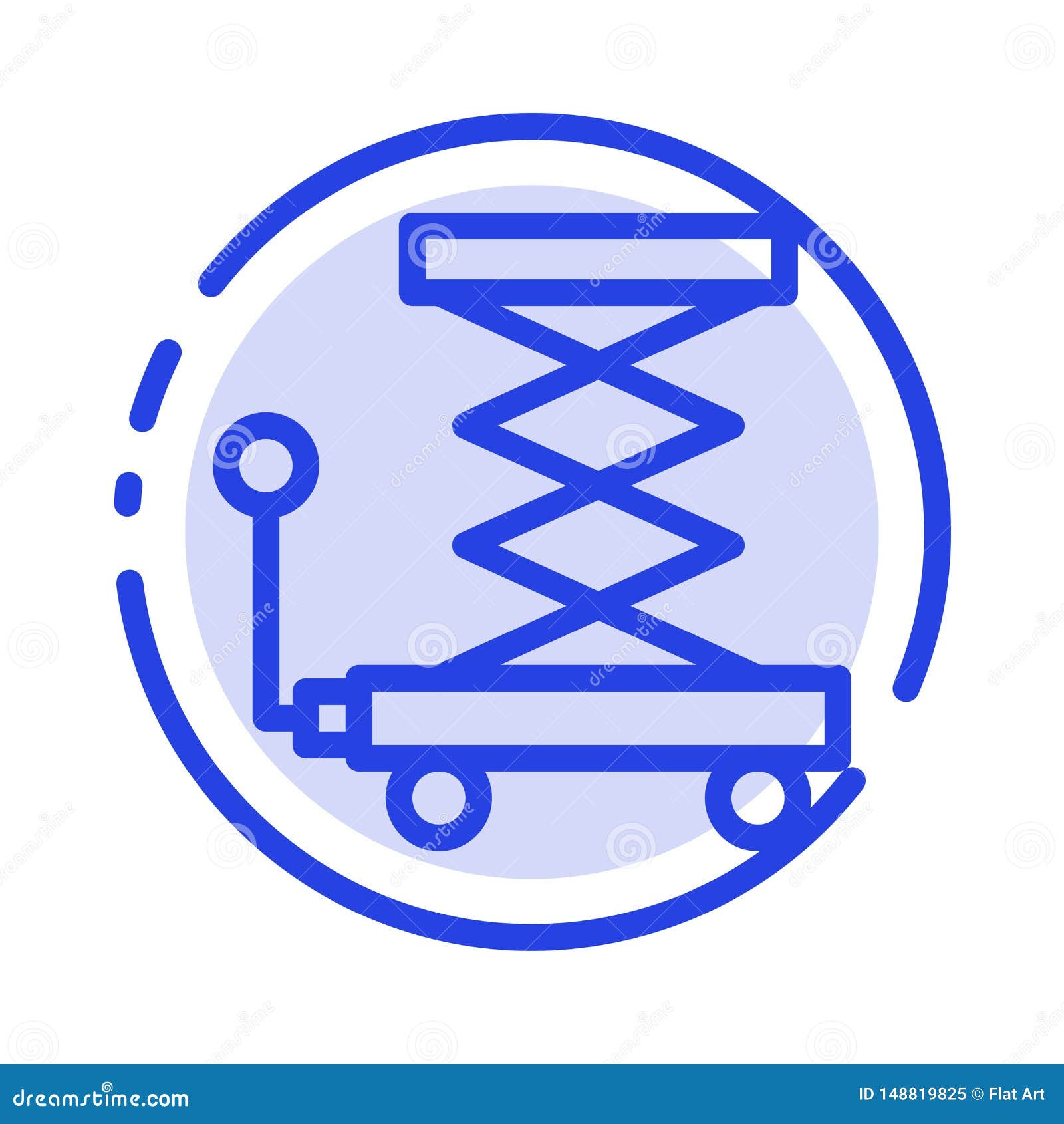 Car, Construction, Lift, Scissor Blue Dotted Line Line Icon Stock ...
