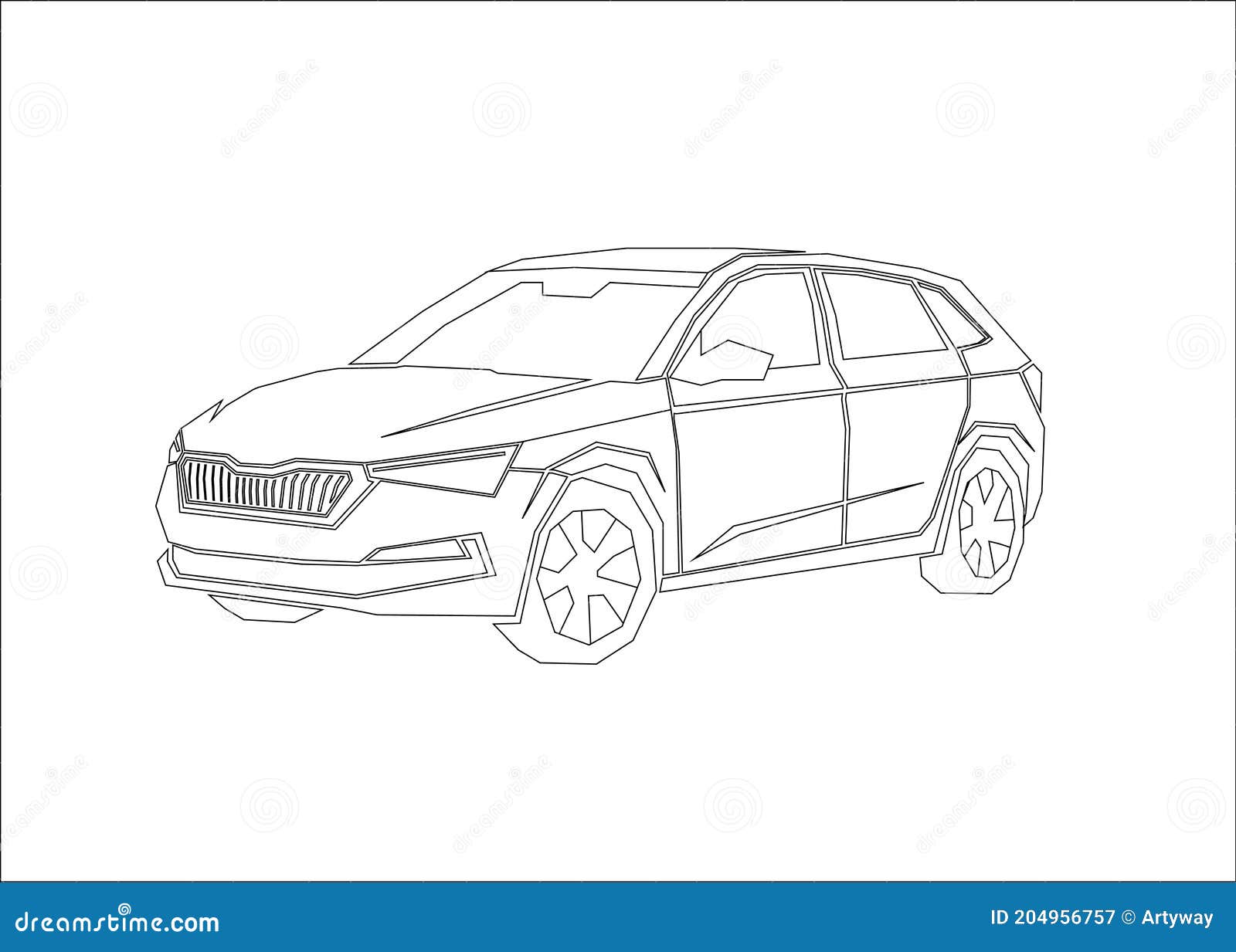 Car Contour, Modern Sedan in Linear Style, Vector Outline Illustration ...