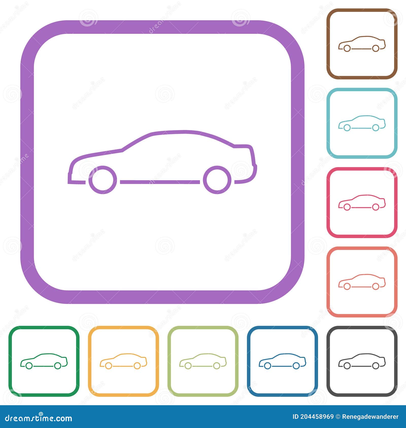 Car contour simple icons stock vector. Illustration of journey - 204458969