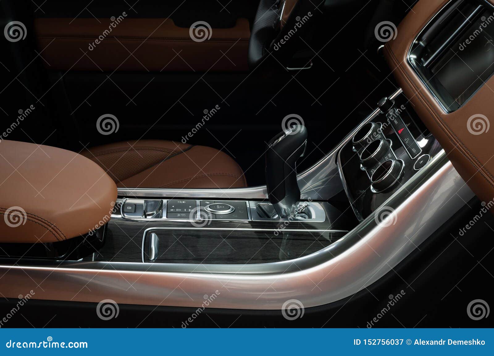 Car Control Panel with Automatic Transmission. Interior Detail. Stock ...