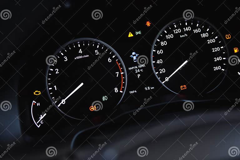 Car Control Panel Close Up, Dashboard Stock Photo - Image of electric ...