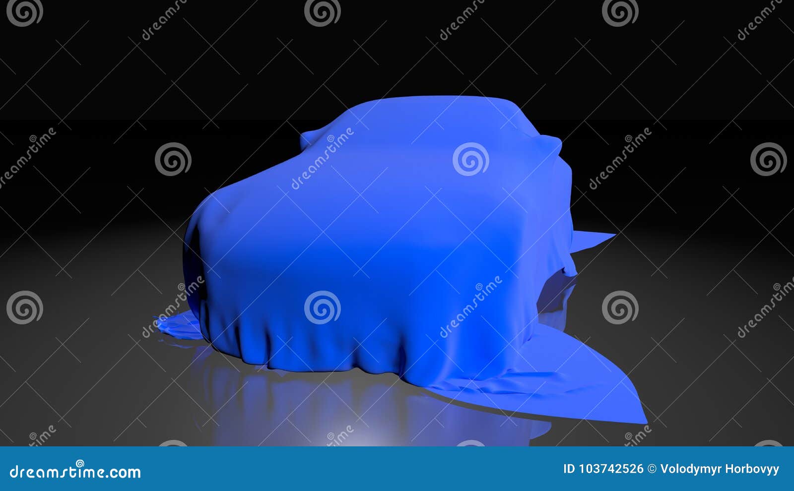 Car Covered with a Cloth. 3D Render Stock Illustration - Illustration ...