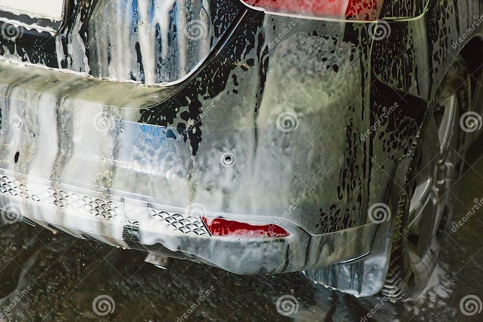 Car covered with foam stock image. Image of concepts - 59145841