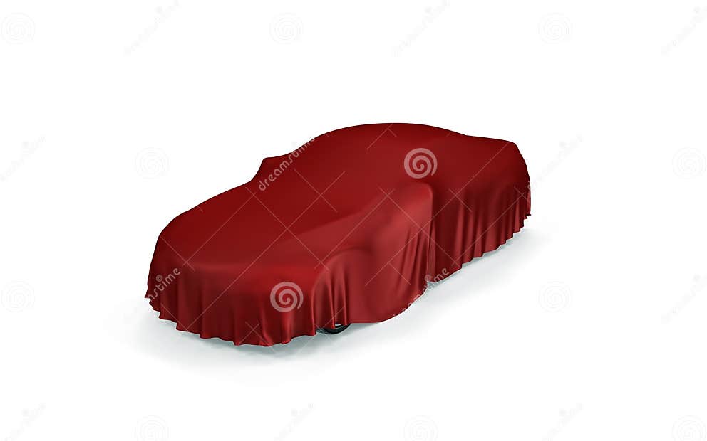 Car Covered with a Red Cloth Stock Illustration - Illustration of blue ...