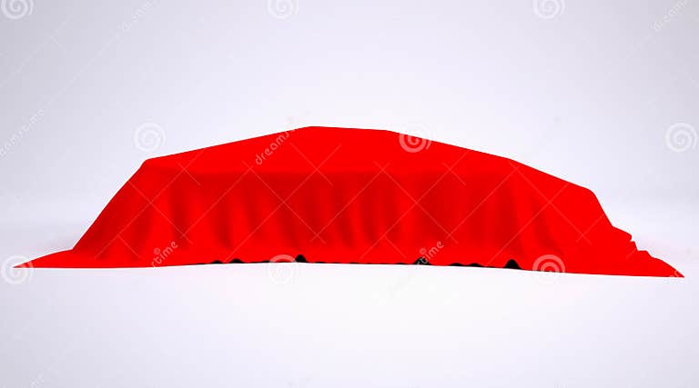 Car covered with red cloth stock illustration. Illustration of cover ...