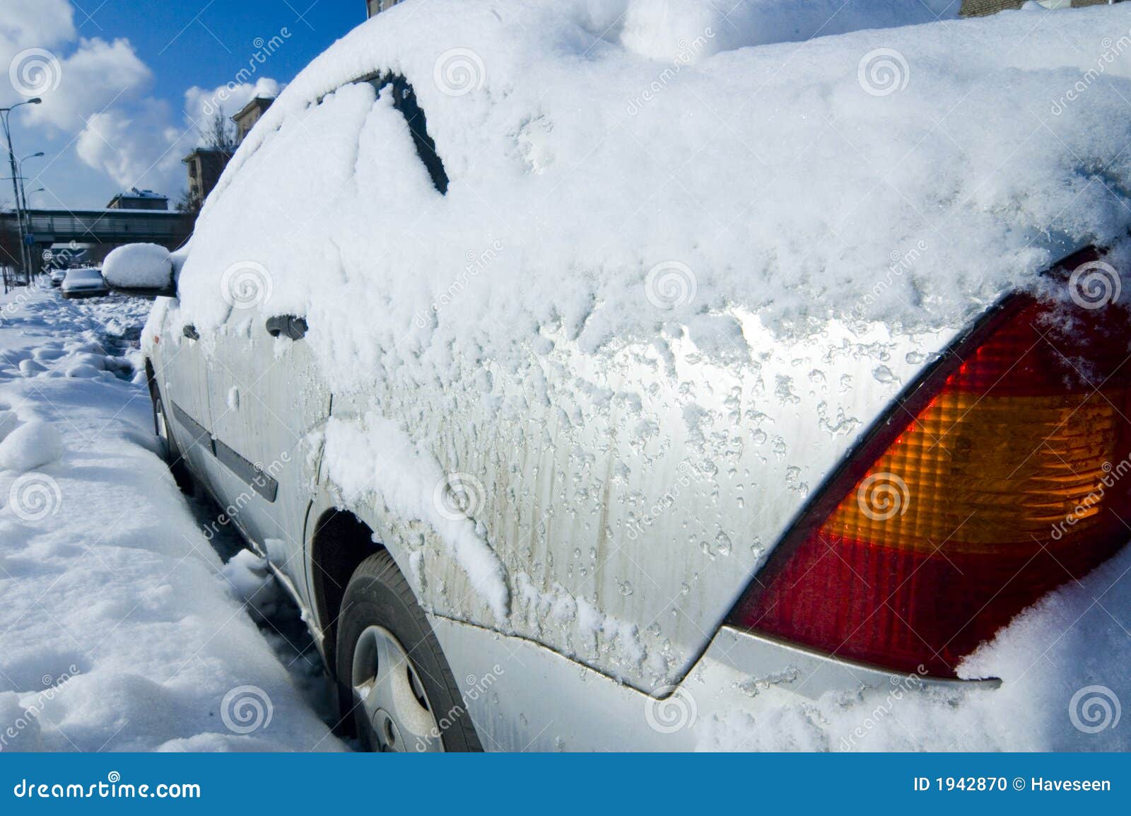 Car covered with snow stock photo. Image of street, climate - 1942870