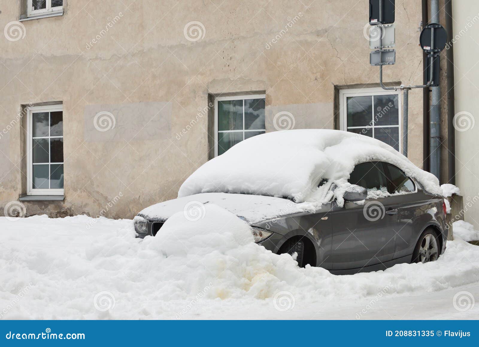 Car Covered by Snow after a Snow Blizzard Stock Image - Image of storm ...