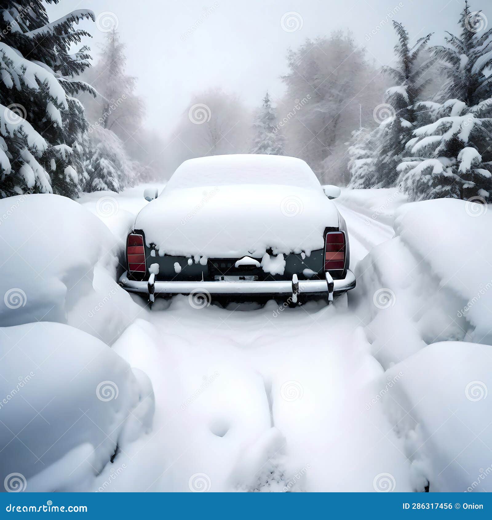 Car Covered in Thick Snow - Ai Generated Image Stock Illustration ...