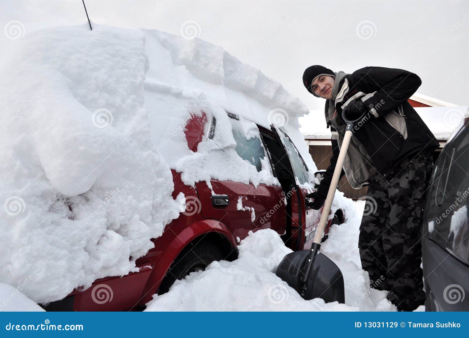 Car Cowered for Snow and Ice Stock Image - Image of season, jacket ...