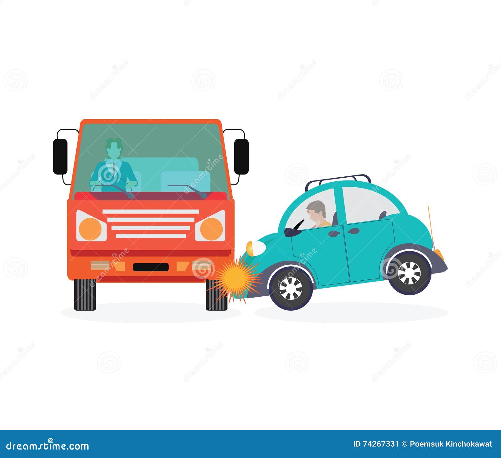 Car Crash Accident Vector Illustration With People Cartoon Characters ...